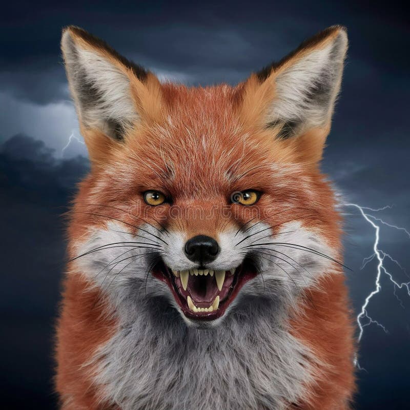 Angry Fox lightning stock illustration. Illustration of mammal - 324933769