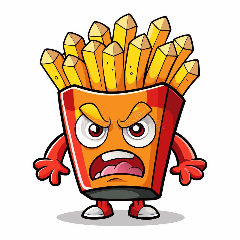 Angry French Fries Cartoon Character Stock Vector - Illustration of ...