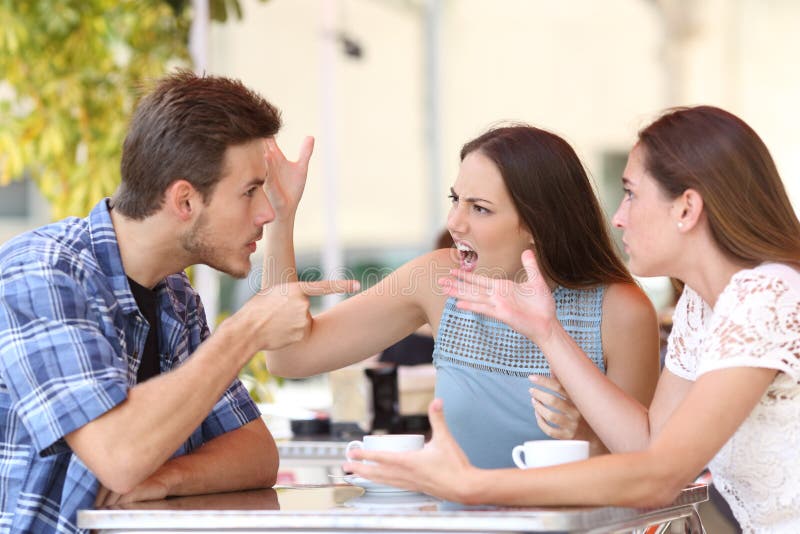 Angry Friends Arguing in a Coffee Shop Stock Image - Image of girls ...