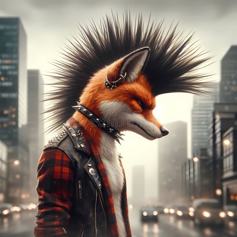 Angry fox punk stock illustration. Illustration of lonely - 323066151