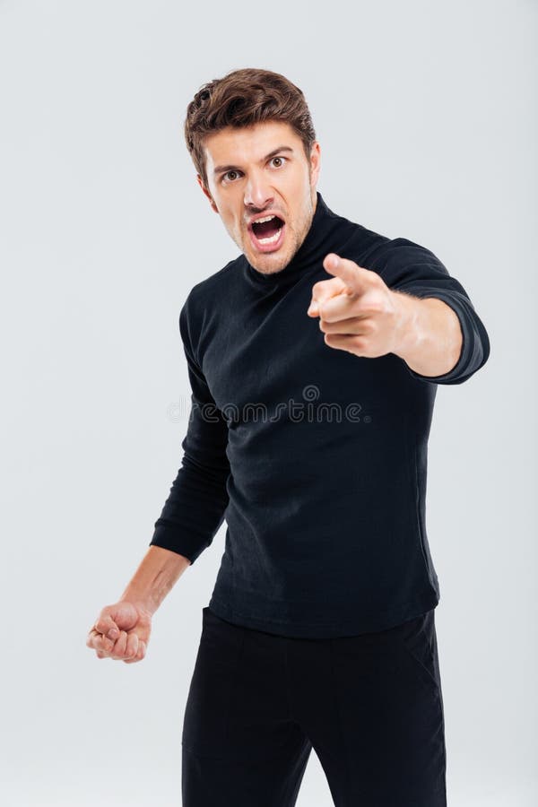 Angry Furious Young Man Shouting and Pointing on You Stock Photo ...