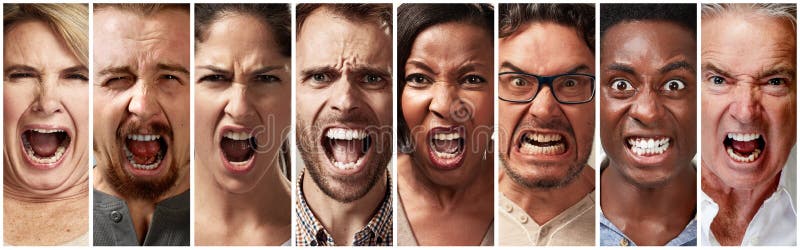 Group of Angry Young People Screaming Stock Image - Image of ...