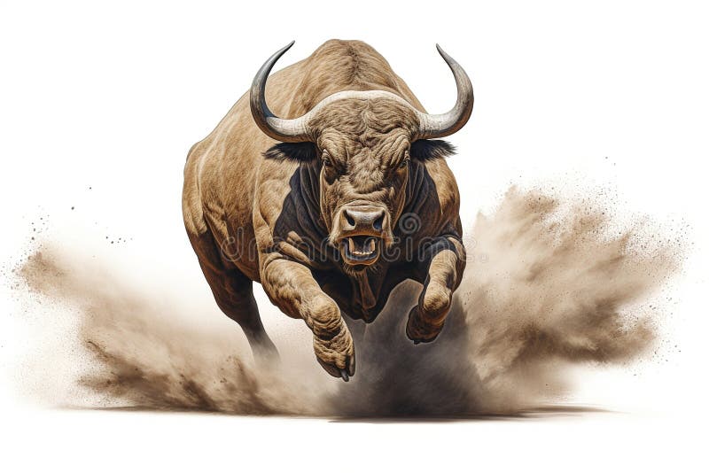 Galloping Red Bull, banner stock illustration. Illustration of ...