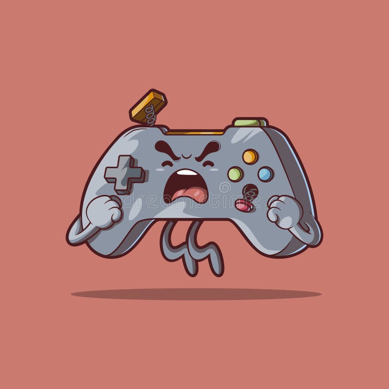 Angry Gamer Controller Screaming with Broken Buttons Vector ...