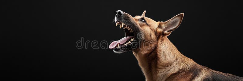 Angry German Shepherd Dog on Black Background Powerful German Shepherd ...