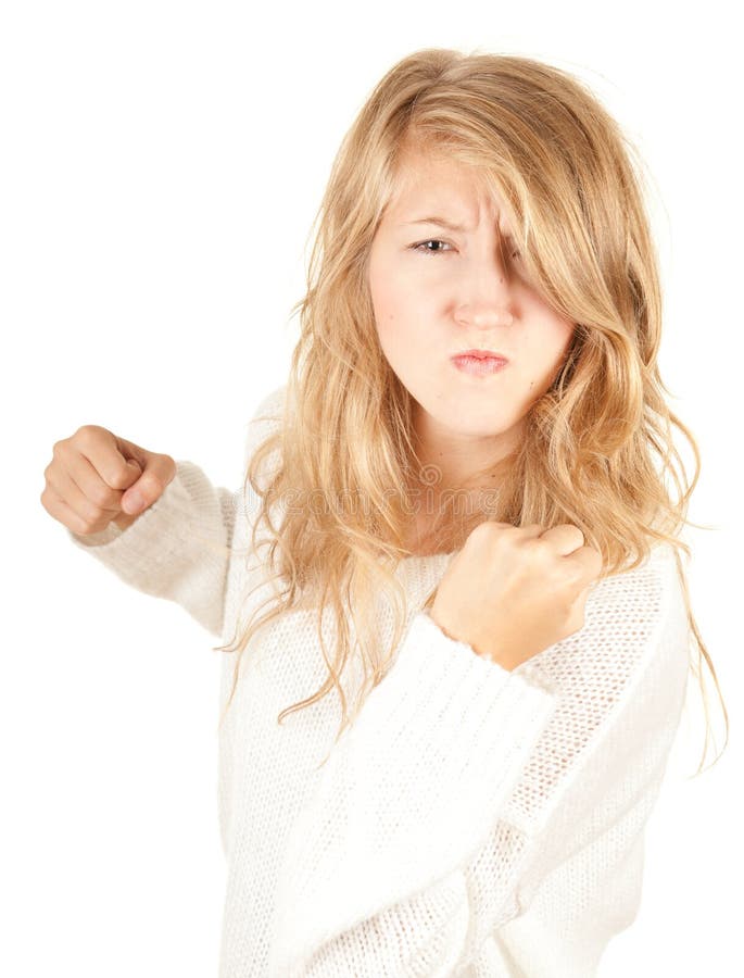 Angry girl stock photo. Image of blond, girl, gesturing - 21116778