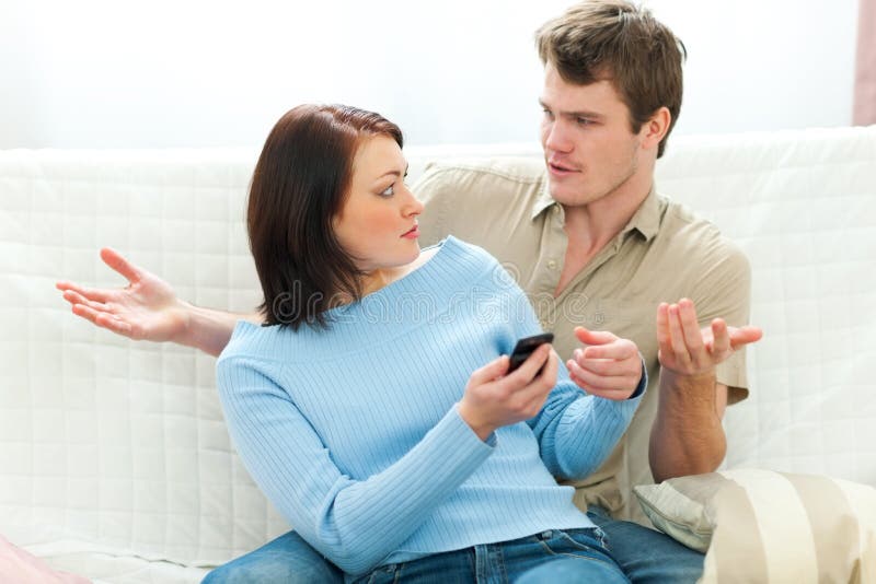 Angry Girl Checking Boyfriends Cell Phone Stock Image - Image of fury ...