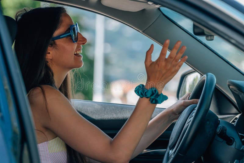 Angry girl driving stock image. Image of driving, drive - 250761499
