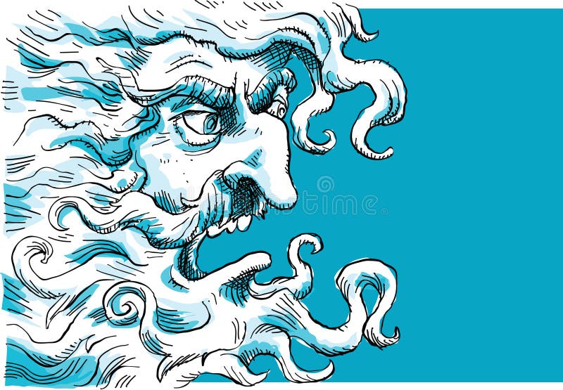 Angry God stock illustration. Illustration of hair, concept - 41570532