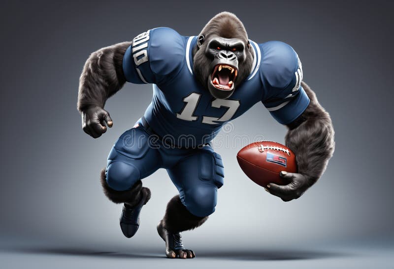 Angry Gorilla Wearing Uniform Football. Generative AI Stock ...