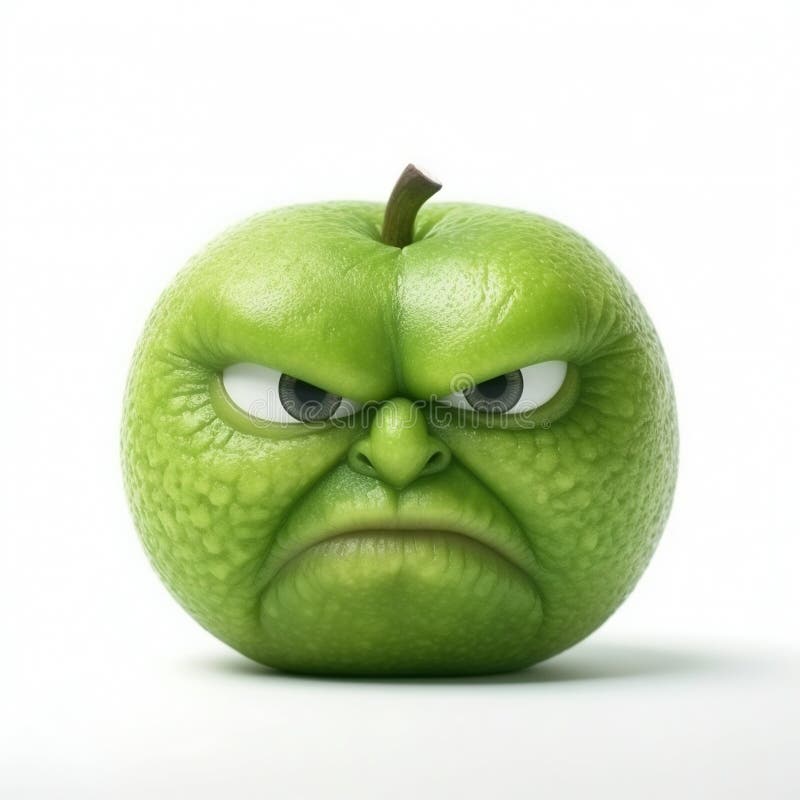 Angry Green Apple. Generative Ai Stock Illustration - Illustration of ...
