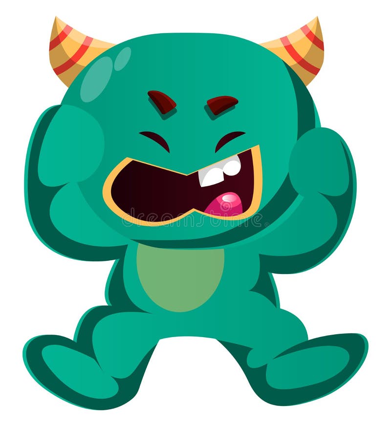 Angry Cartoon Green Monster. Vector Illustration Stock Vector ...