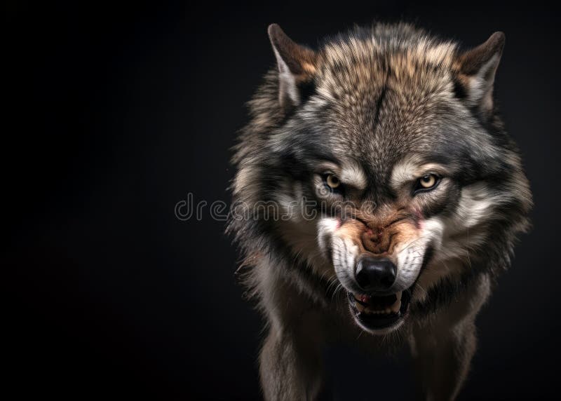 Angry Black Wolf Face