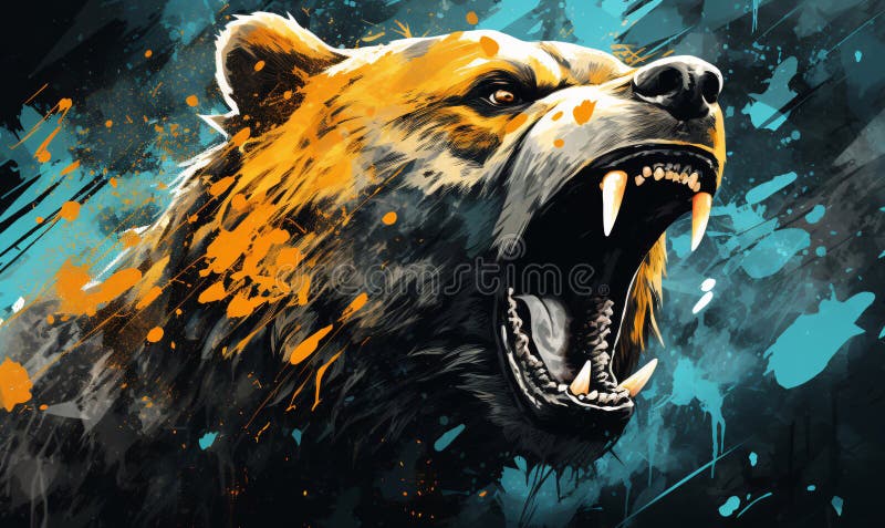 An Angry Grizzly Bear Bared Its Teeth at Its Victim in Rage Stock ...