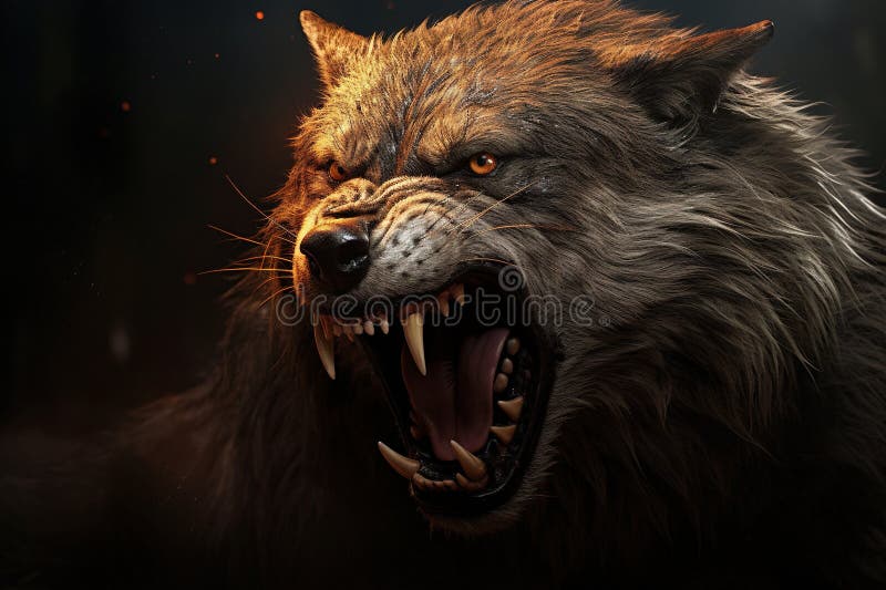 Angry Growling Wolf Mouth Close Up. Generative AI Stock Illustration ...