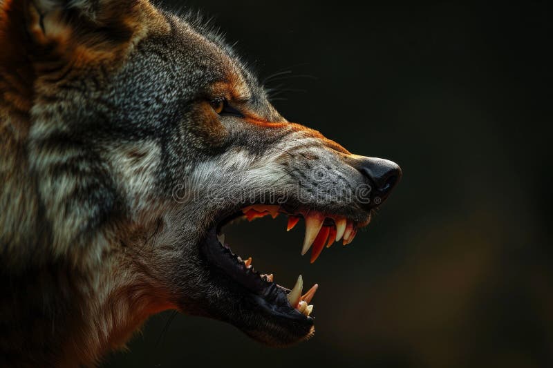 Angry Growling Wolf Mouth Close Up. Generative AI. Stock Illustration ...