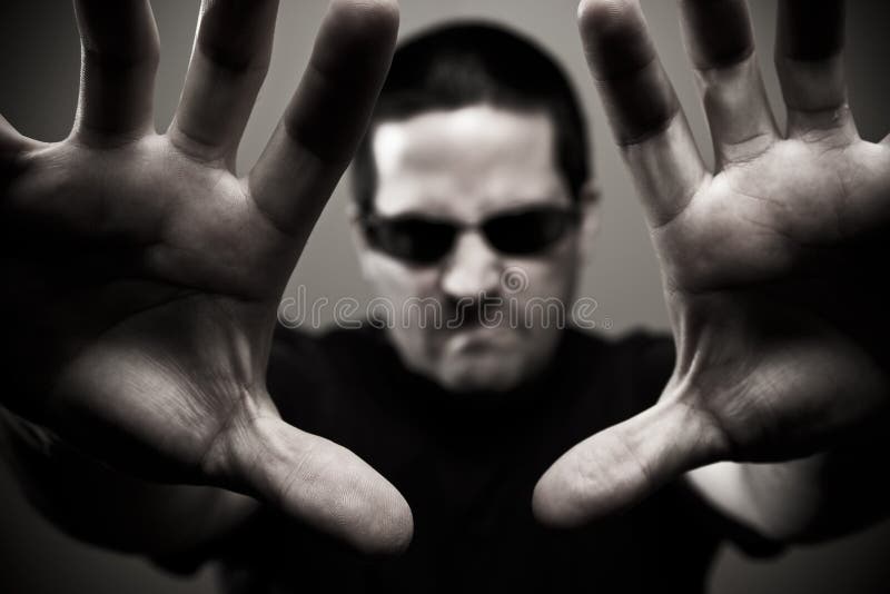 Angry Guard Reaches Forward Stock Image - Image of barring, person ...