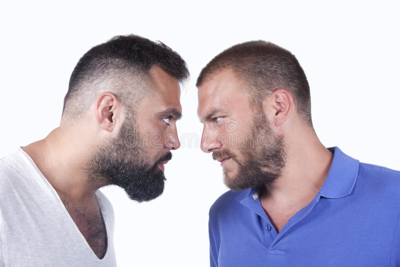 Angry guys stock photo. Image of profile, rivalry, meeting - 45982040