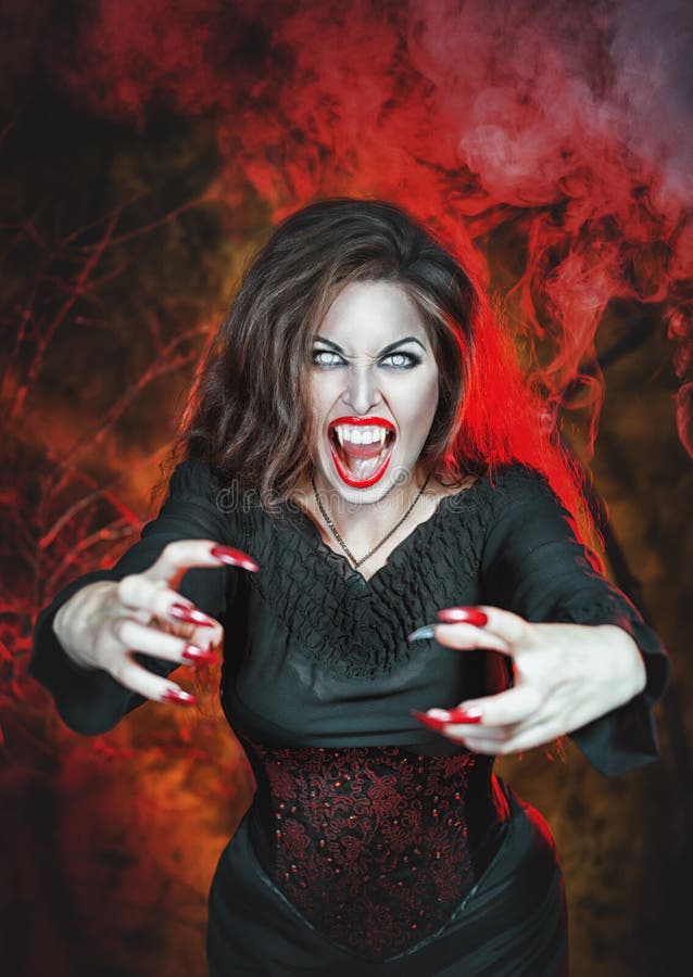 Angry Halloween Beautiful Vampire Stock Image - Image of furious, girl ...