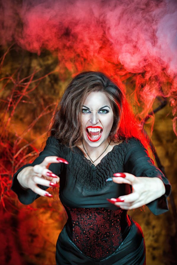 Angry Halloween Vampire Holding Out Hands Stock Image - Image of ...