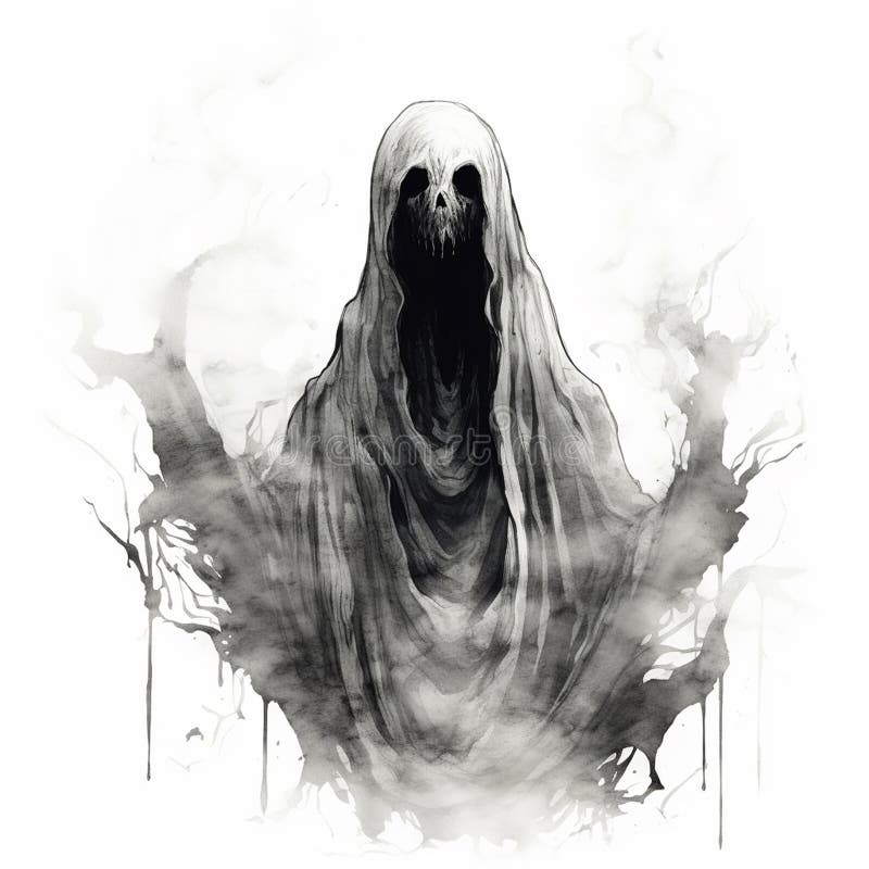 Angry Hand-Drawn Halloween Ghost Stock Illustration - Illustration of ...