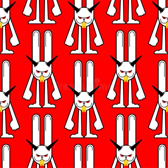 Angry Hare Pattern Seamless. Crazy Rabbit Background. Devil Bunny ...