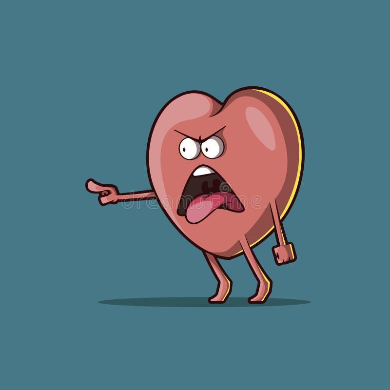 An Angry Heart Character Screams Vector Illustration. Stock Vector ...