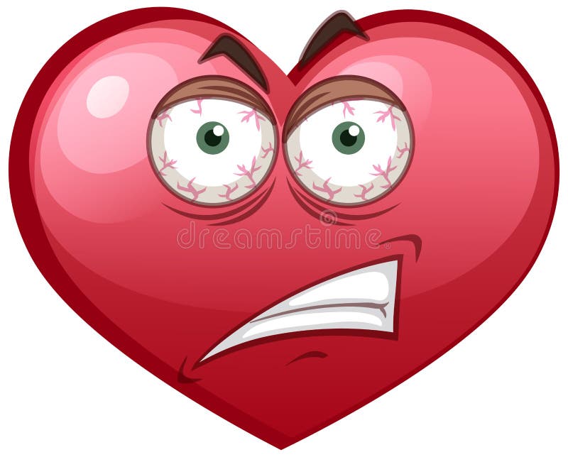 Angry Heart Emoticon on White Background Stock Vector - Illustration of ...