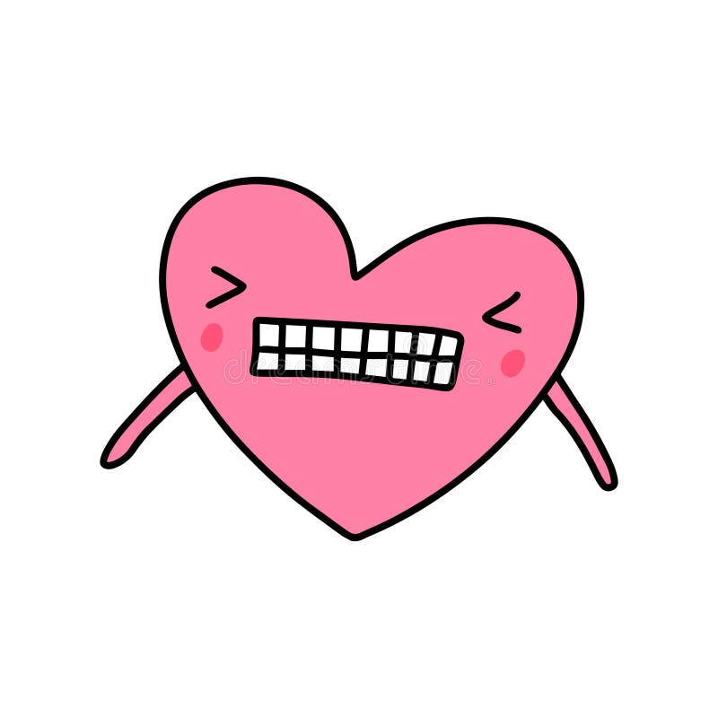 Angry Heart Love Symbol Hand Drawn Vector Illustration in Doodle Style ...