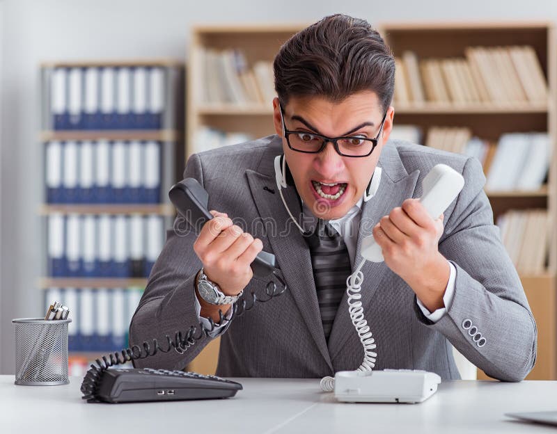 Angry Helpdesk Operator in the Office Stock Image - Image of assistance ...