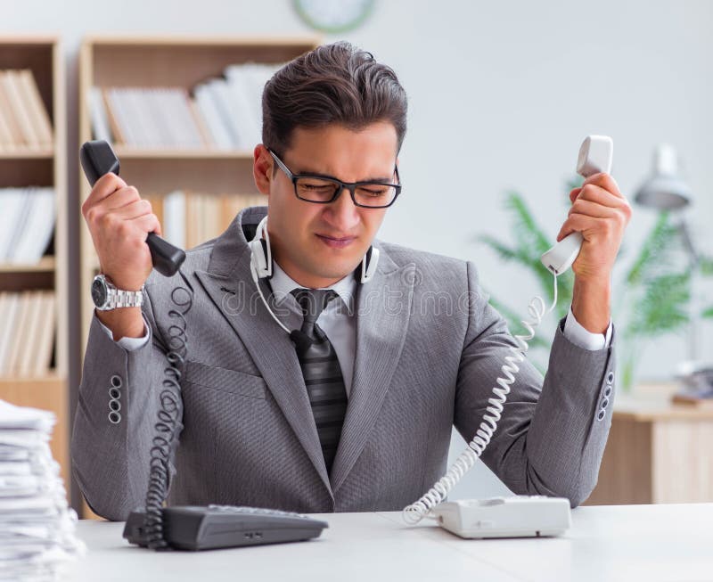 Angry Helpdesk Operator in the Office Stock Photo - Image of center ...