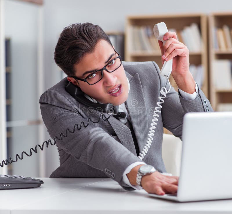 Angry Helpdesk Operator in the Office Stock Image - Image of stress ...