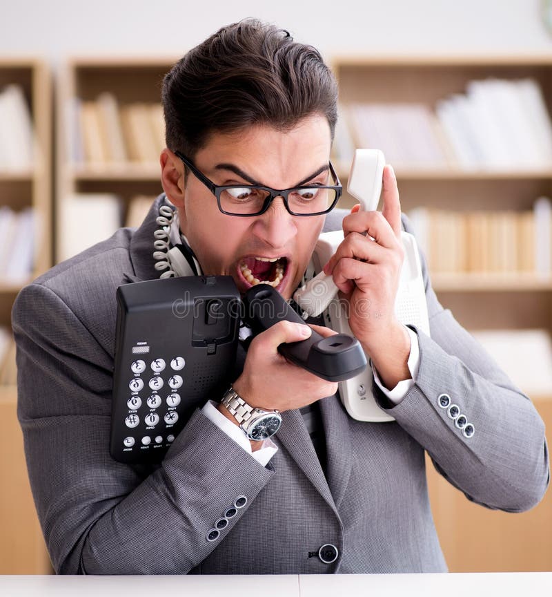 Angry Helpdesk Operator Yelling Office Stock Photos - Free & Royalty ...