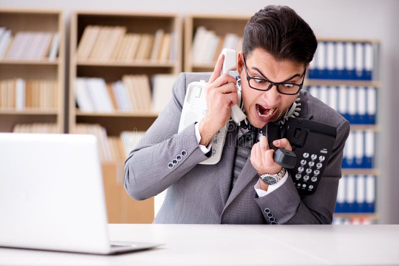 The Angry Helpdesk Operator Yelling in Office Stock Photo - Image of ...