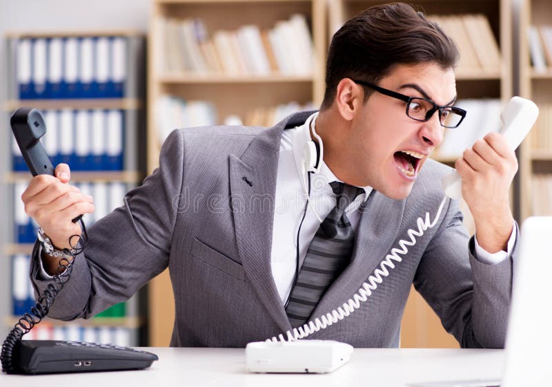Angry Helpdesk Operator Yelling in Office Stock Image - Image of ...