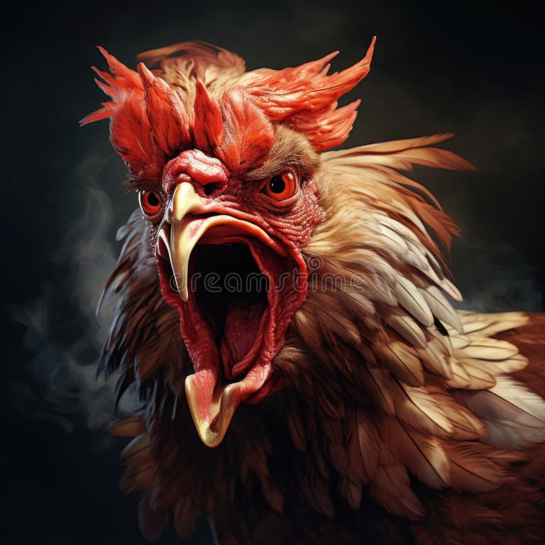 An angry hen, angry art. stock illustration. Illustration of chicken ...