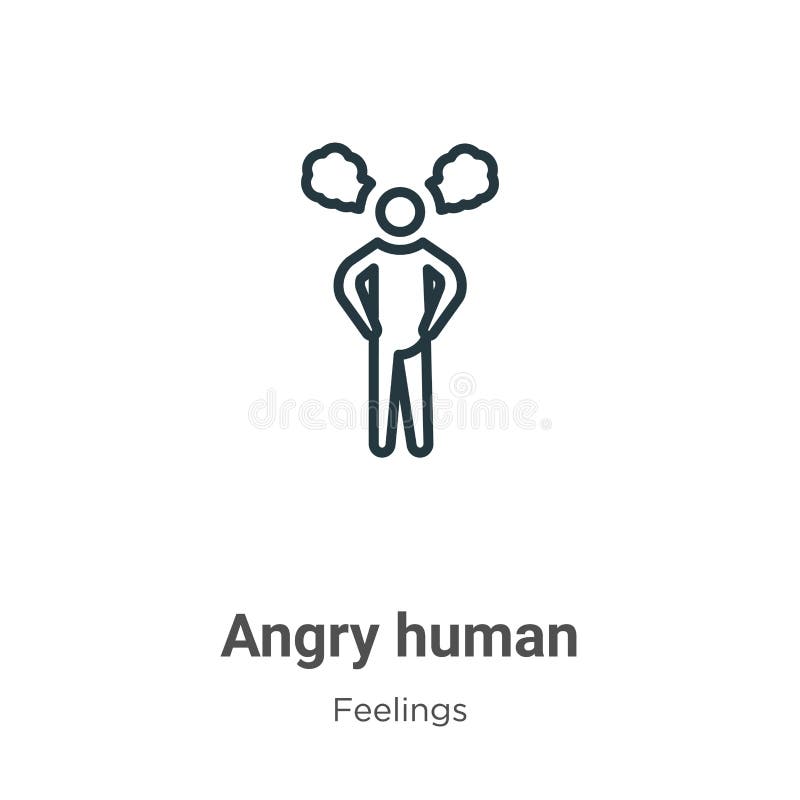 Angry Human Outline Vector Icon. Thin Line Black Angry Human Icon, Flat ...
