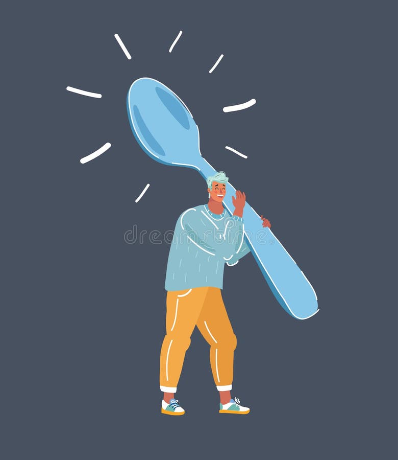 Angry Hungry Man with Spoon and Fork-vector Cartoon Stock Vector ...