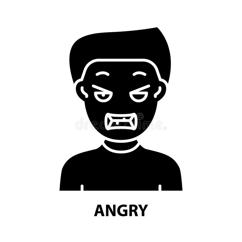Angry Icon, Black Vector Sign with Editable Strokes, Concept ...