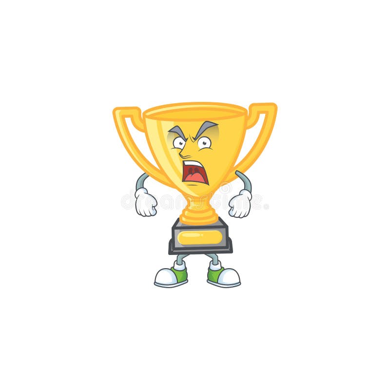 Angry Icon Character Gold Trophy with Mascot Stock Vector ...
