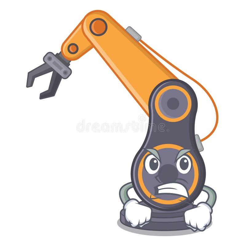 Angry Industrial Robotic Hand Isolated with Cartoon Stock Vector ...