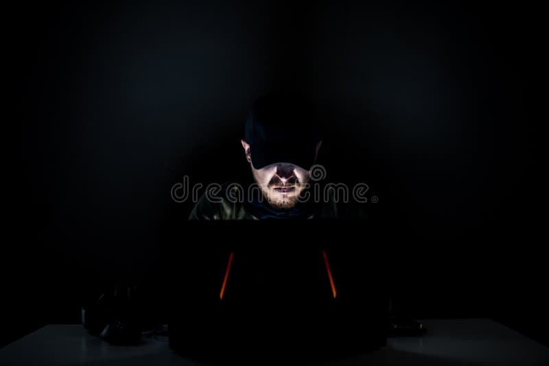 Angry internet in the dark stock photo. Image of danger - 98164960