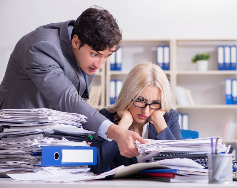 Angry Irate Boss Yelling and Shouting at His Secretary Employee Stock ...