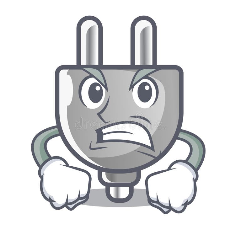 Angry Isolated Power Plug in the Mascot Stock Vector - Illustration of ...