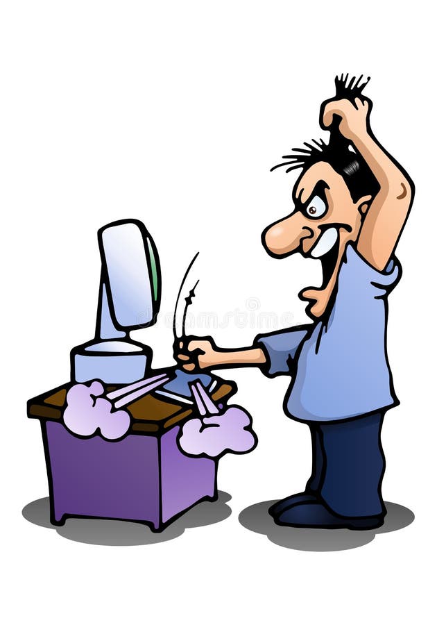 Angry at His Computer on Isolated White Stock Illustration ...
