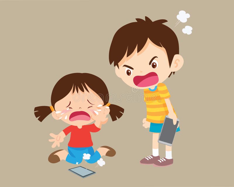 Angry Kid Addicted Mobile Phone Stock Vector - Illustration of gaming ...
