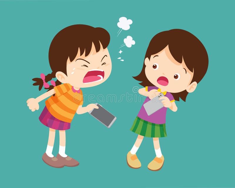 Angry Kid Addicted Mobile Phone Stock Vector - Illustration of angry ...