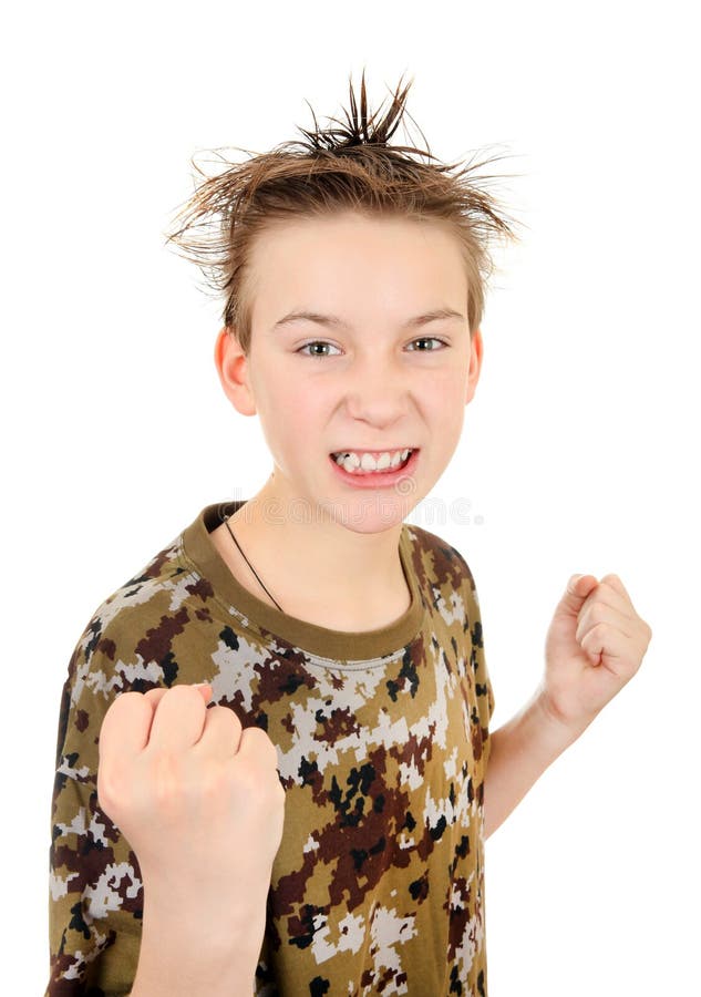 Angry Kid in Boxer Pose stock image. Image of aggress - 48843253
