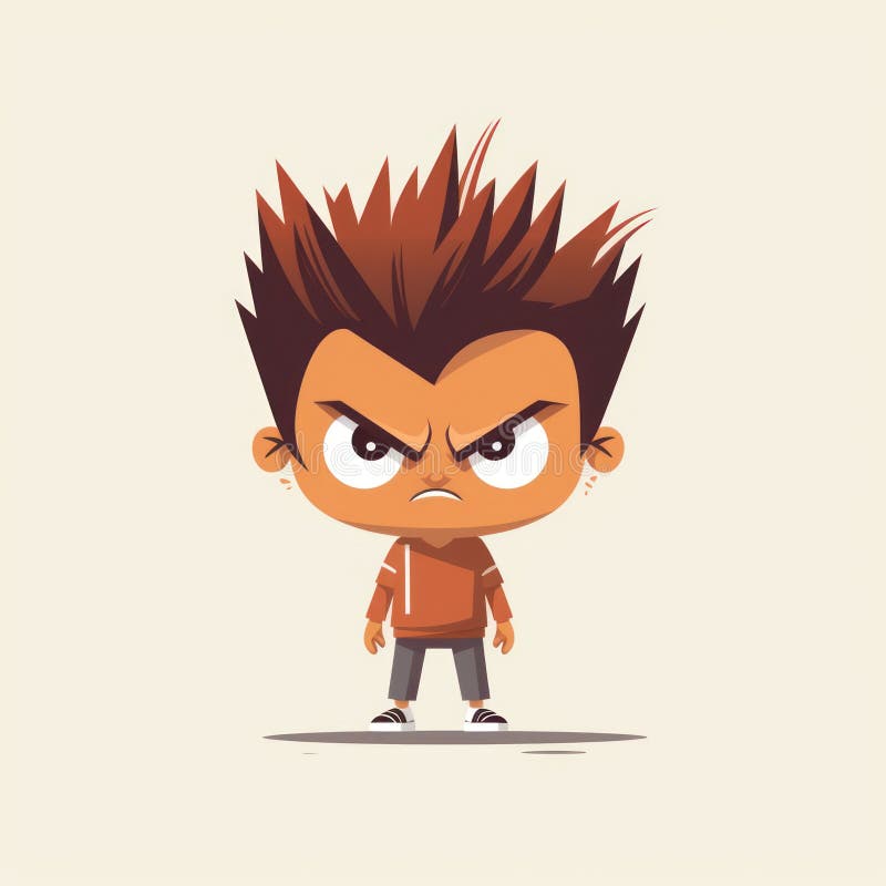 Angry Kid in Flat Minimalistic Animation AI Generated Stock ...