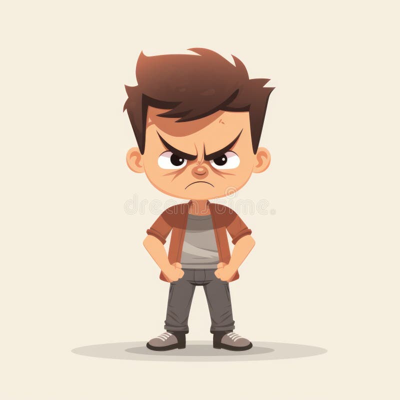 Angry Kid in Flat Minimalistic Animation AI Generated Stock ...